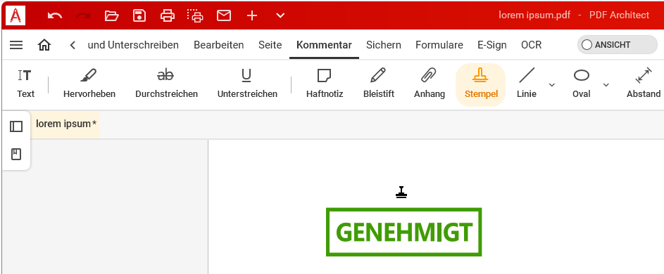 Wie kann ich einen Stempel zu meinem Dokument hinzufügen? – PDF Architect