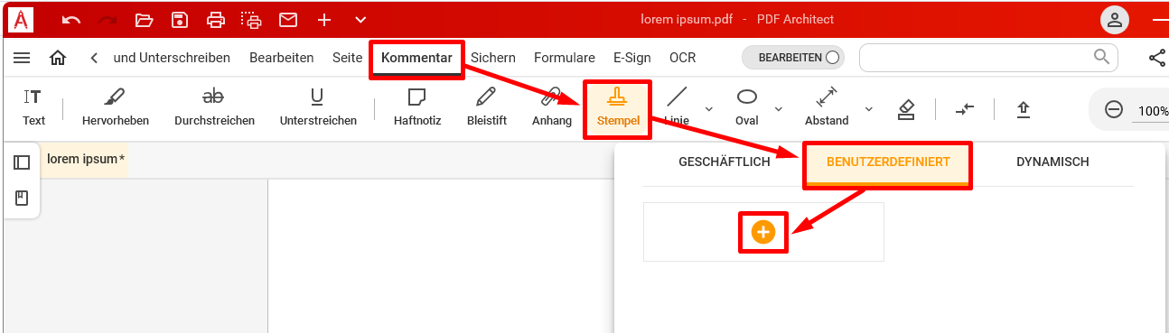 Wie kann ich einen Stempel zu meinem Dokument hinzufügen? – PDF Architect