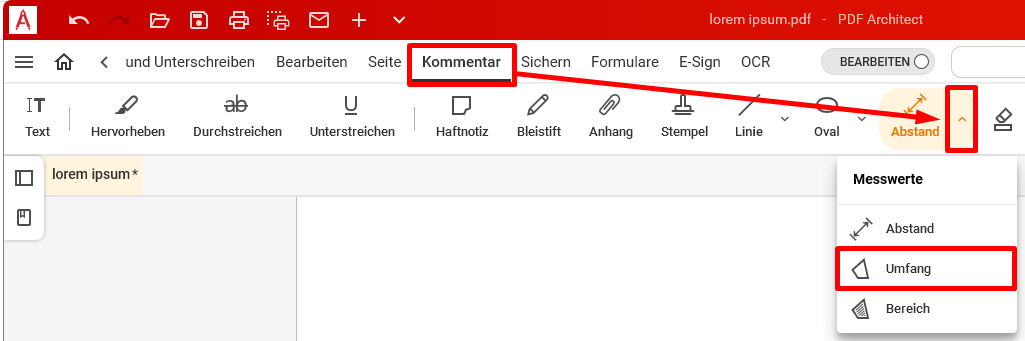 Wie verwende ich die Messen-Tools? – PDF Architect