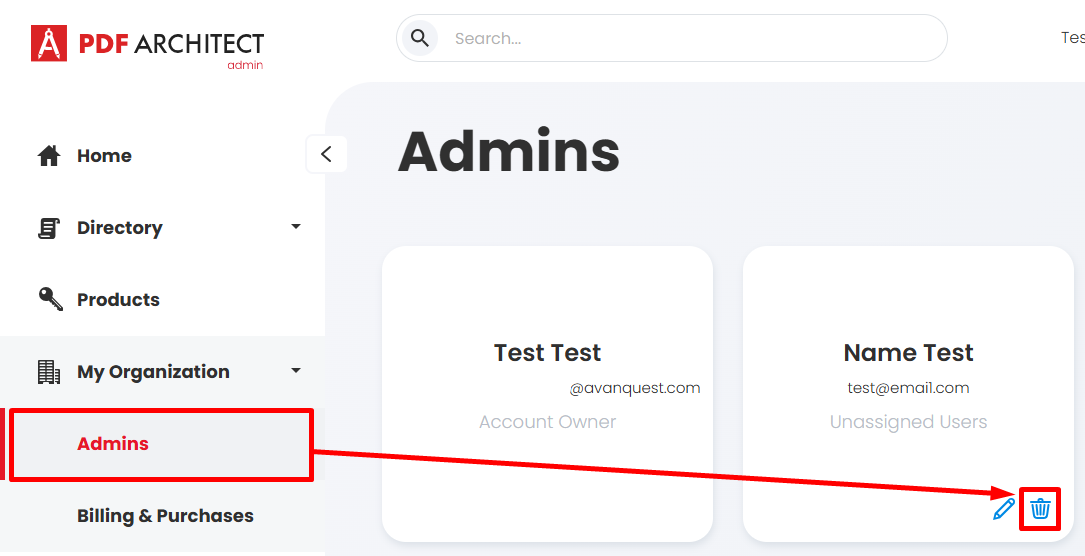 Delete or revoke admin access from a user – PDF Architect