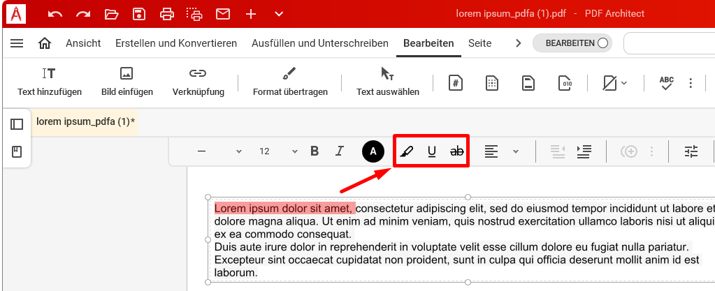 Wie kann ich Text unterstreichen, hervorheben oder durchstreichen ...