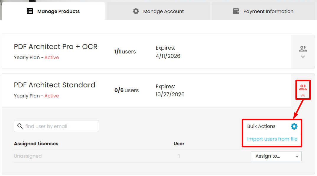 How to batch assign products to multiple users? – PDF Architect